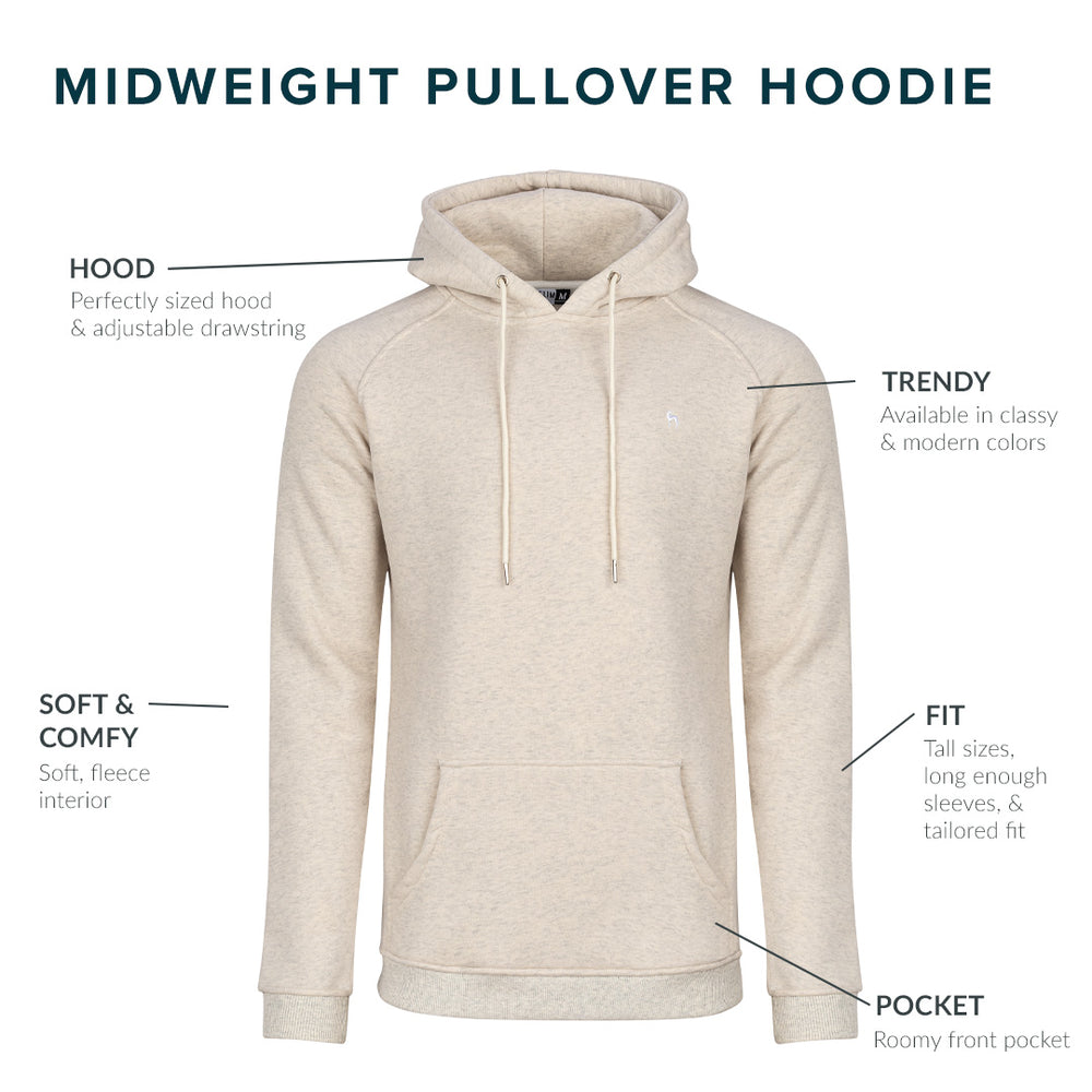 Midweight Pullover Hoodie for Tall, Slim Men | TallSlim
